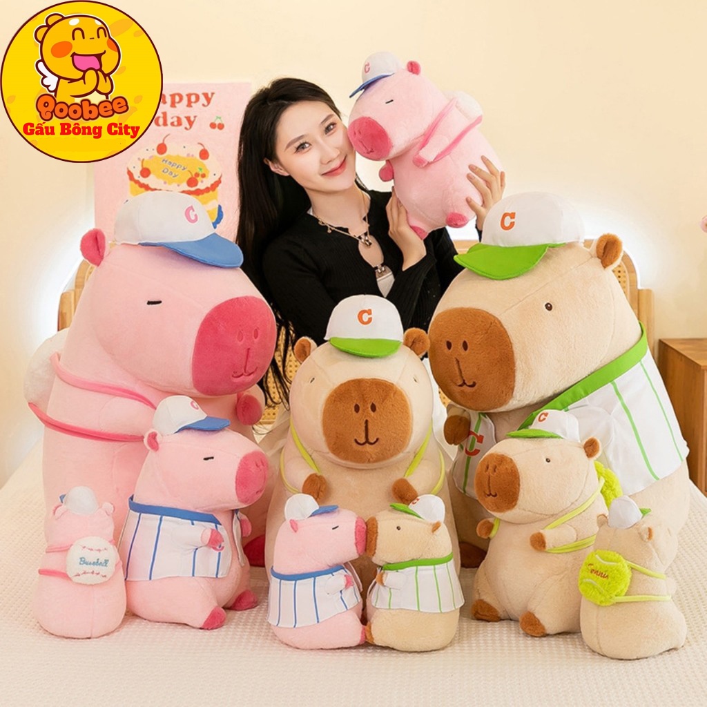 Pink Capybara Teddy Bear - Brown Capybara Wearing Balloon - Lovely ...