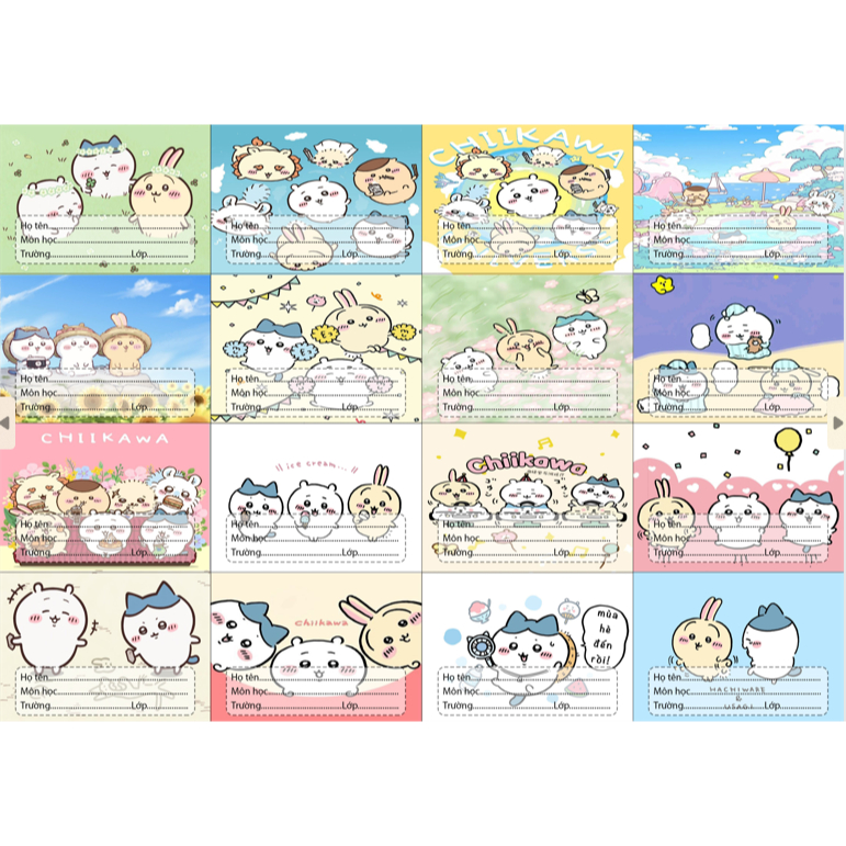 Combo of 2 sheets of 32 cute cartoon NV23a chiikawa cat notebook labels ...