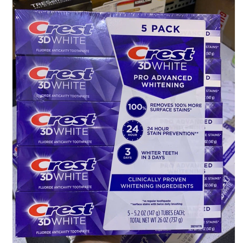 Crest 3D White Advanced Whitening toothpaste tube 147g from USA ...