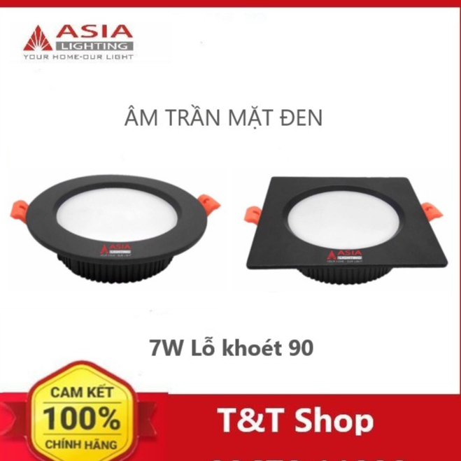 10 Asia led ceiling lights with black face 7W, D90, 3 light color modes ...