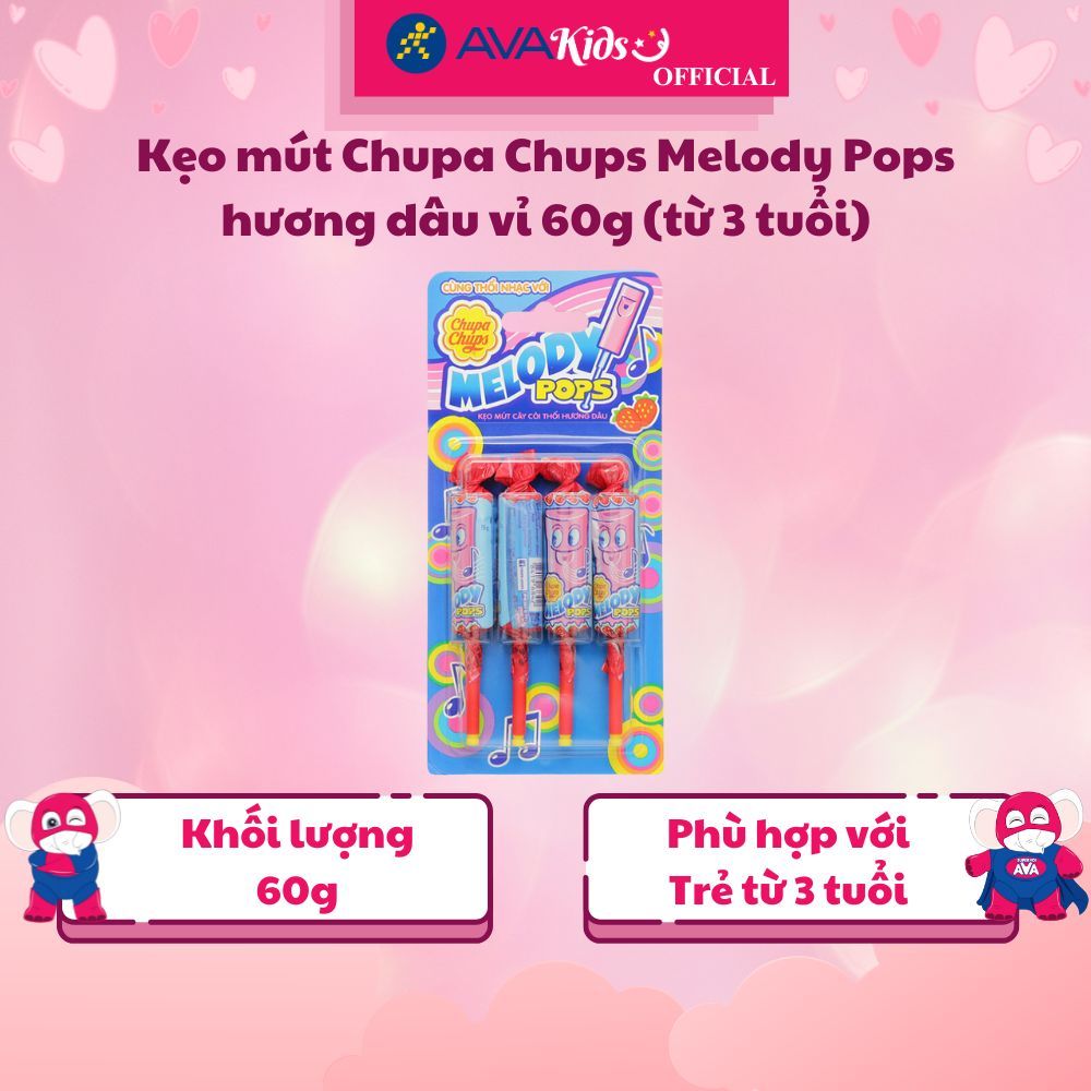 Chupa Chups Melody Pops strawberry flavor lollipop 60g blister pack ...