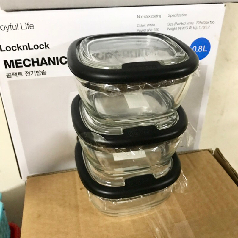 Set of 3 LocknLock Glass Food Containers 300ml with Square Lid | Shopee ...