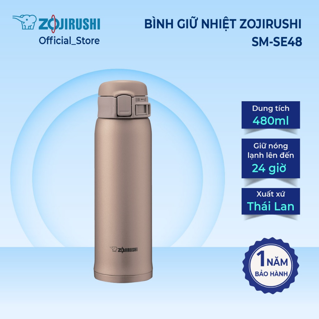 Zojirushi thermos flask SM-SE48-NZ 0.48L (yellow beige), keeps heat for ...