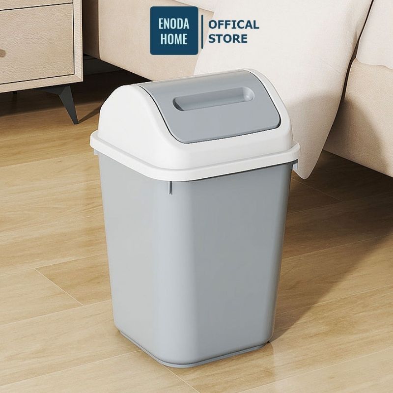 ENODA HOME Convenient Trash Can with Rotating Lid, High Quality PP Plastic Trash Bin TR031 ...