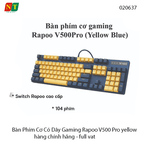 Rapoo V500 Pro Yellow Blue Mechanical Keyboard - genuine product - full vat | Shopee Singapore