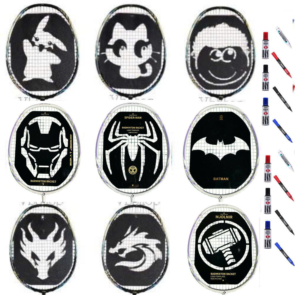 Super cool badminton racket logo painted frame with movie characters ...