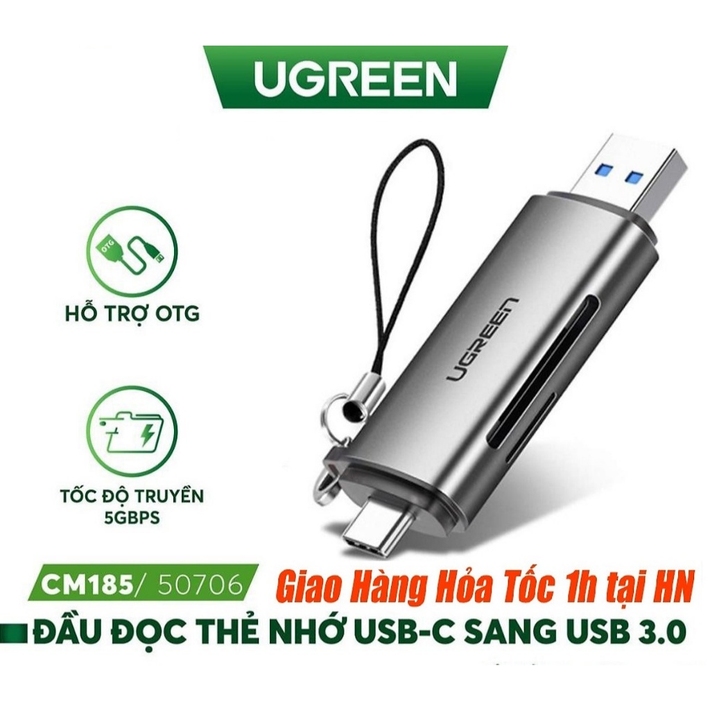 Usb Type C and USB 3.0 SD/TF memory card reader Ugreen 50706 - Genuine ...