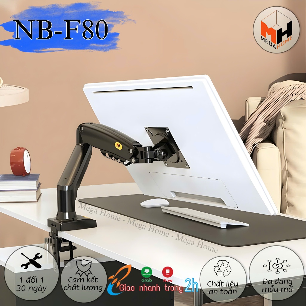 Computer monitor arm, 360 degree rotating multi-function desk monitor ...