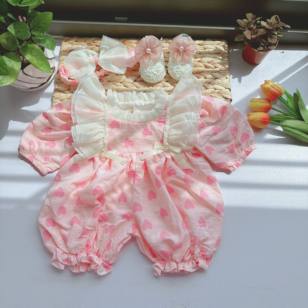 Hang Hamdmade heart-shaped ruffle-shoulder body set for girls from 4 ...
