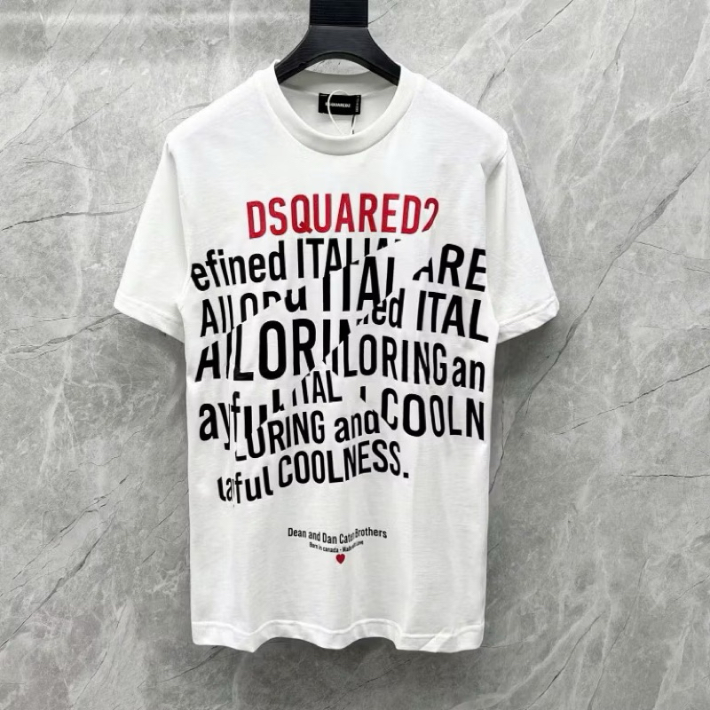 Dsq t-shirt with many words printed with red text logo | Shopee Singapore