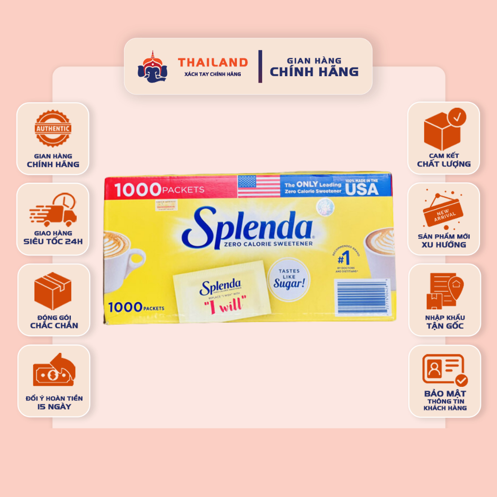 Splenda Diet Sugar (1 box of 1000 packs - combo 50-100-200 packs ...