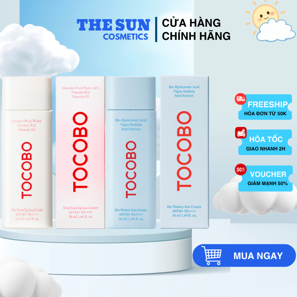 Tocobo Vita Tone Up Sunscreen - Bio Water Sun Cream - 50ml | Shopee ...