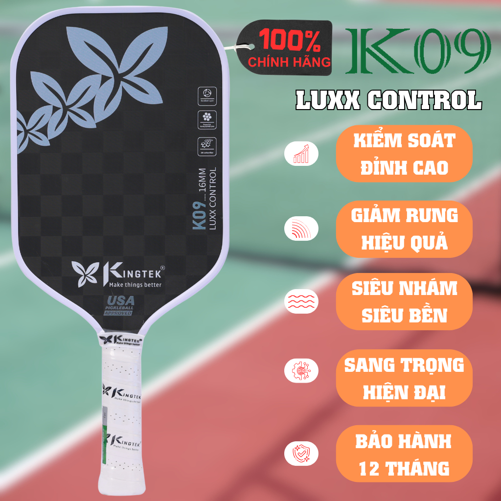 Kingtek K09 Luxx Control 16mm Pickleball Racket White (K0916-White ...