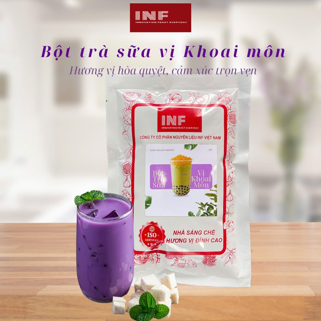 Pre-mixed milk tea powder with green tea flavor and taro flavor 3 in 1 ...