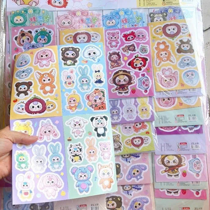 Wholesale Blister of 20 sets of baby three stickers, baby three diamond ...