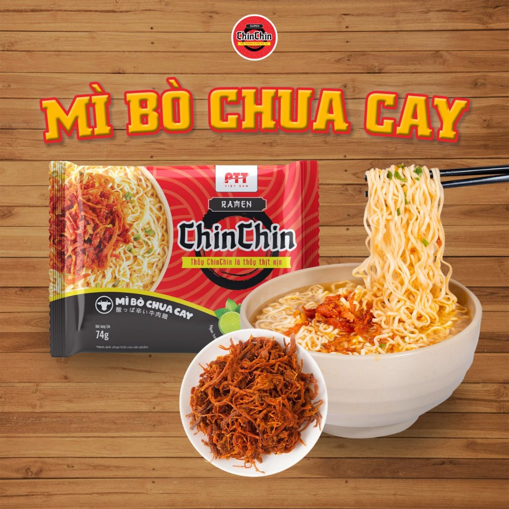 Chin Chin spicy and sour beef noodles with real beef jerky package ...