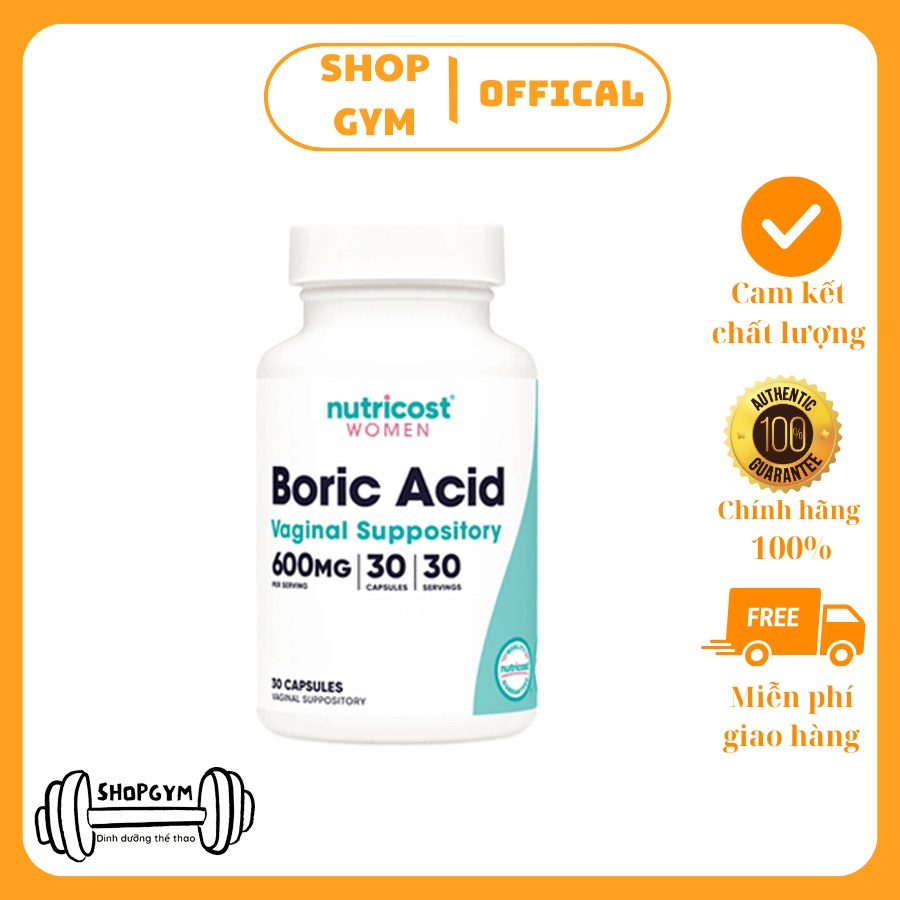Nutricost Boric Acid Suppository Capsules 600mg - Supports women's ...