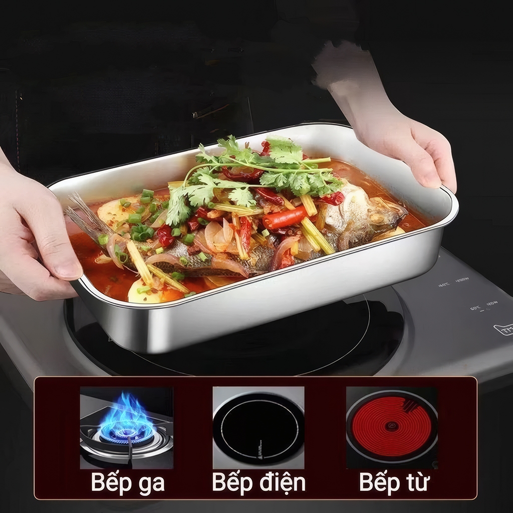 304 stainless steel Cooking Tray with Lid for Braising Fish, Baking ...