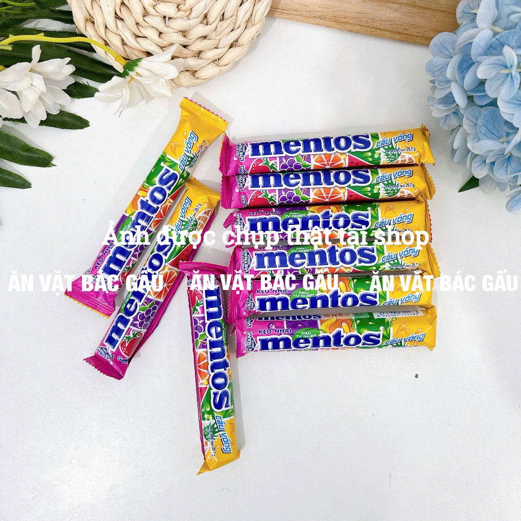 Mentos Chewing Candy with Rainbow Fruit/Mint flavors (Large Bar ...