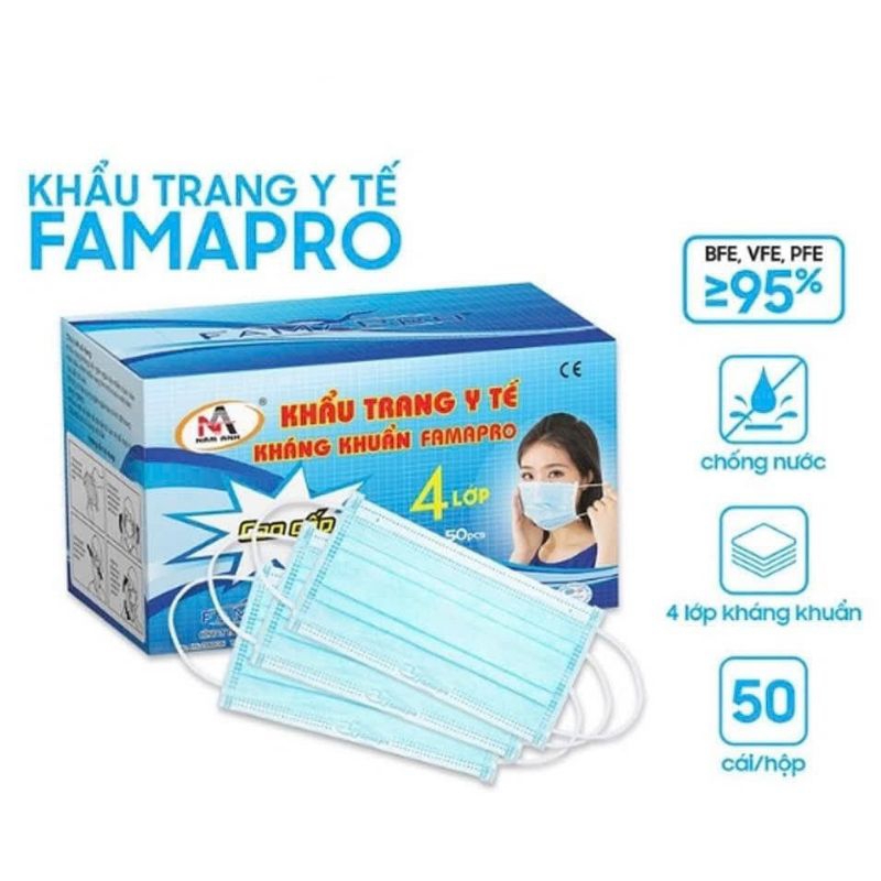 50 FAMAPRO 4-Layer Antibacterial Medical Masks (1 box of 50 pieces ...