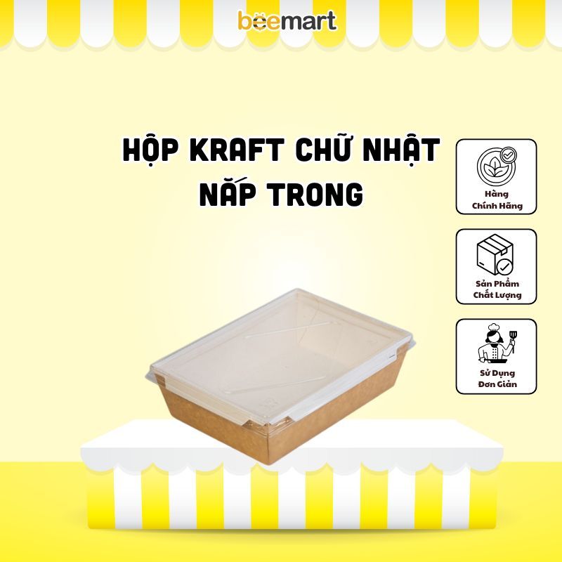 Kraft rectangular box with transparent lid - Paper food box type 1 ...