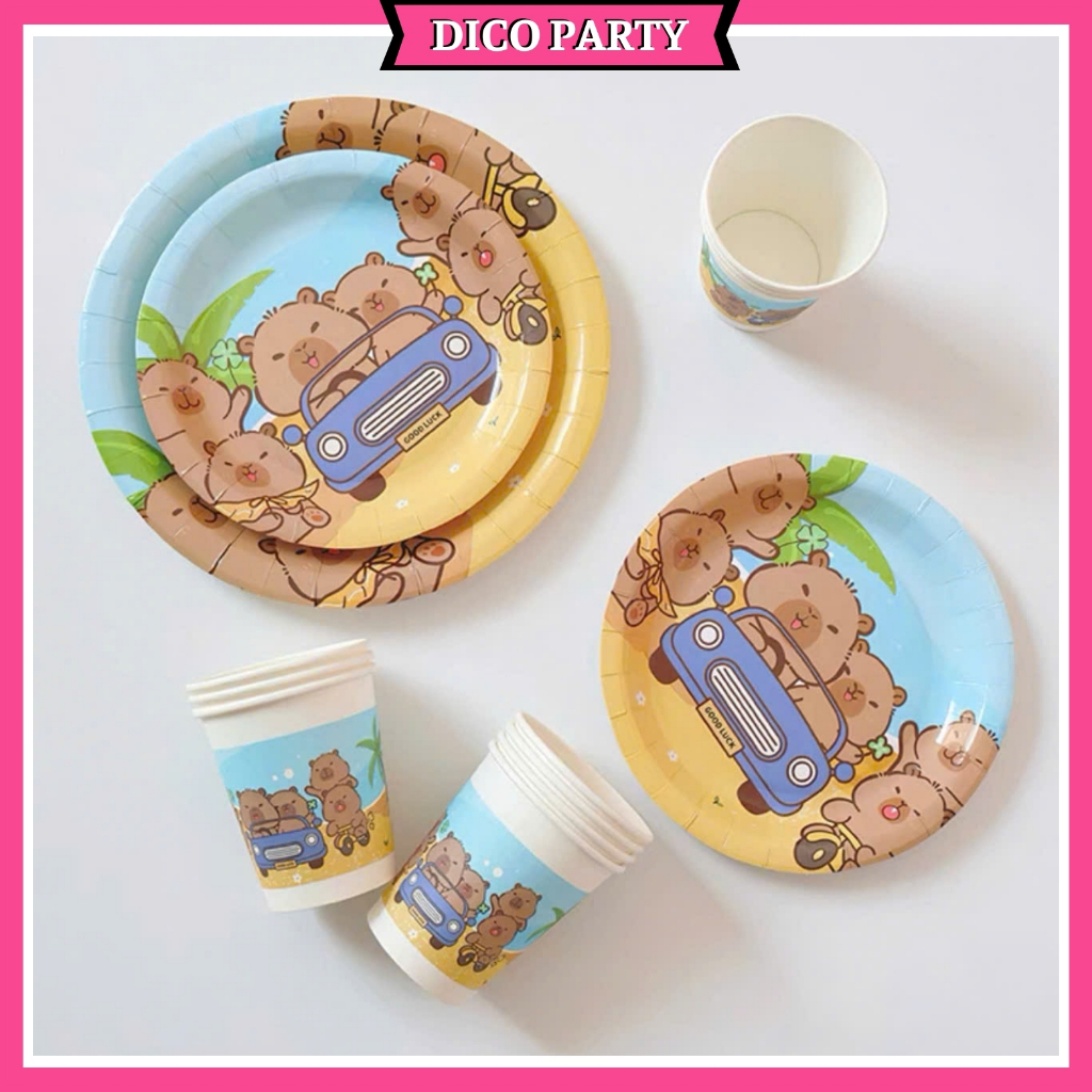 Capybara paper cups and plates, capybara hanging strings for children's ...