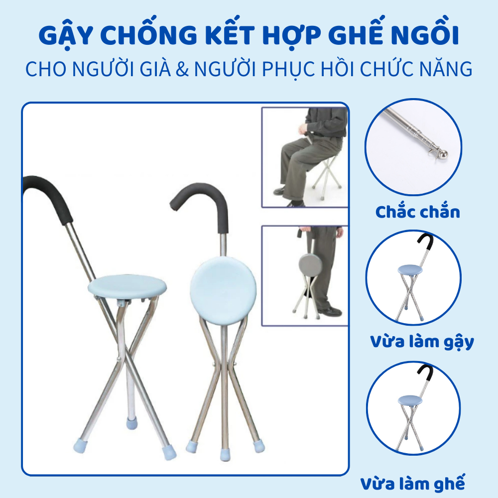 Anti-slip cane with seat for the elderly, foldable cane for the elderly ...