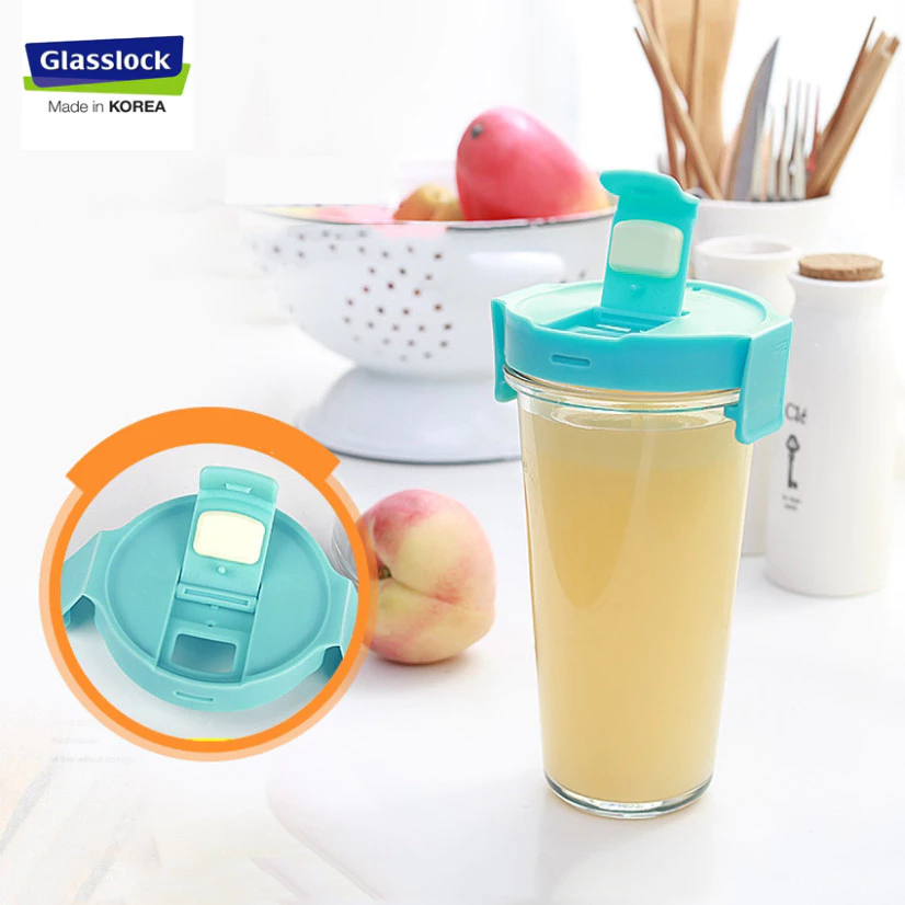 Glasslock Shaker PC318 Graduated Glass Cup with Lid 450ml (Green ...
