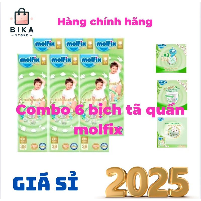 Shock - Combo of 6 Bags of Molfix Natural Diapers/Diapers | Super Soft ...