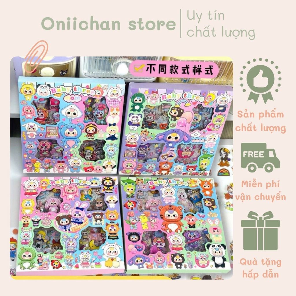 Box of 100 cute cartoon stickers with many capybara sanrio baby three ...