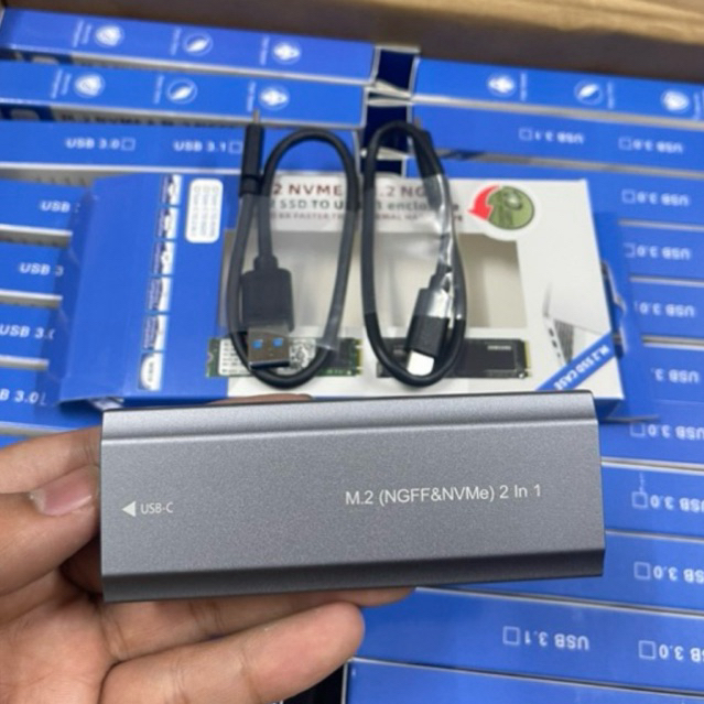 Dual reading aluminum case box 2 standard Nvme and M2 sata ssd drives ...