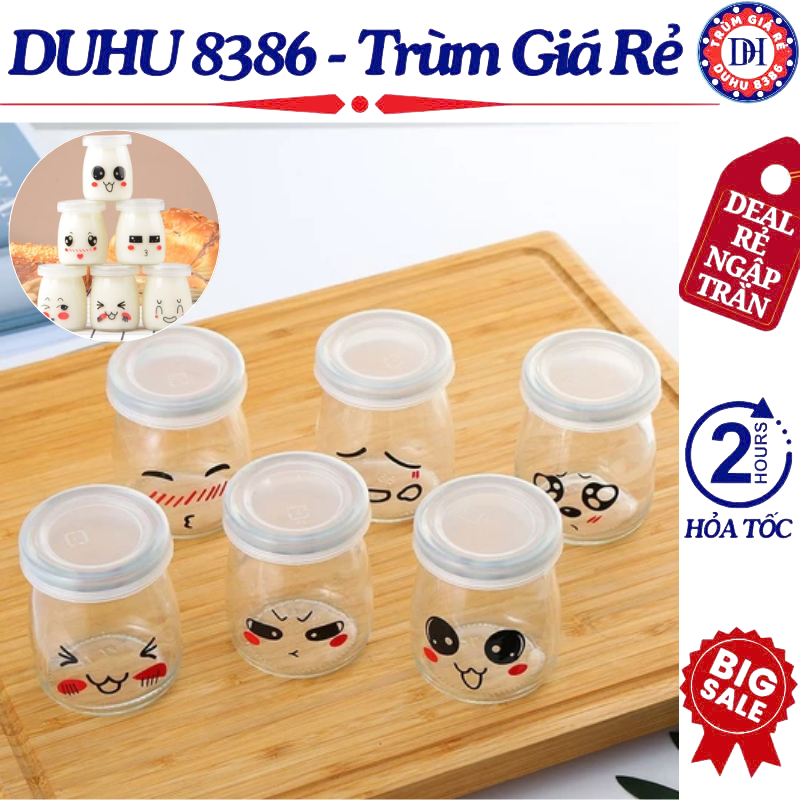 Combo of 10 Cute Sticker Yogurt Glass Jars - Bird's Nest Glass Jar ...