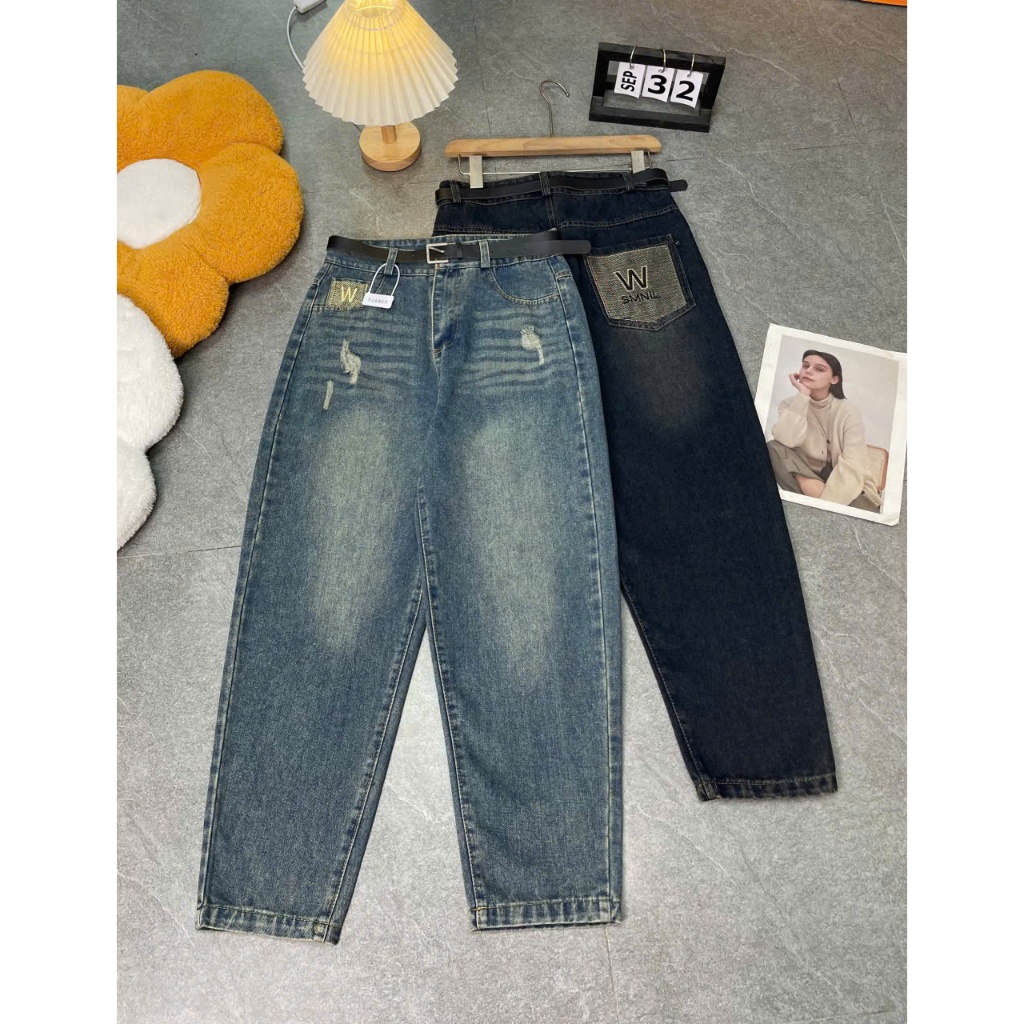 Slightly Ripped WOMEN'S BAGGY JEANS WITH W EMBROIDERED - WEAR IS ...
