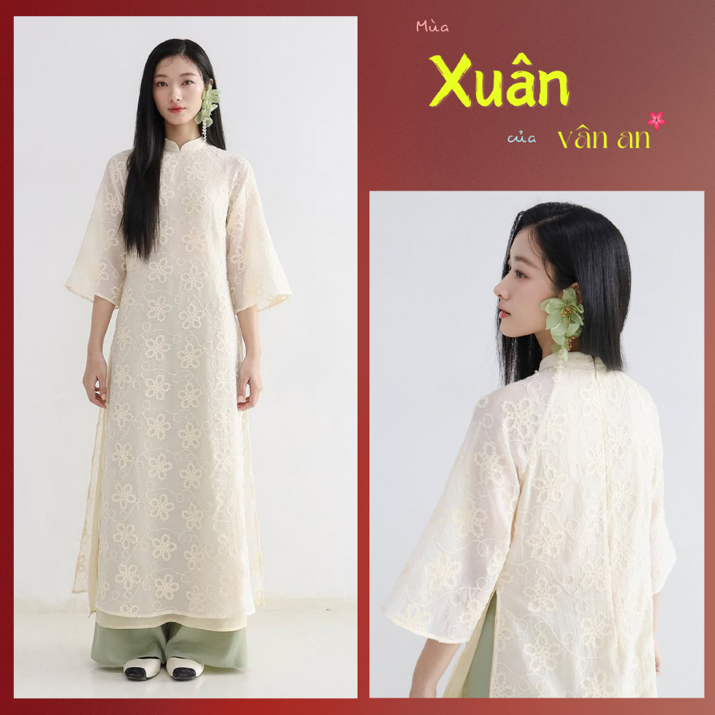 Innovative XUAN VU Ao Dai - 4-Layer Straight Shape, Chiffon Material ...