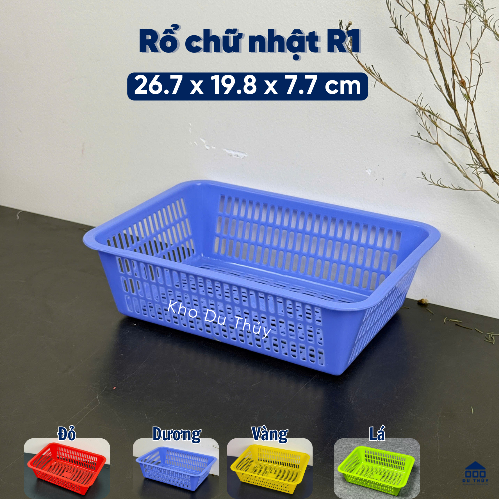 Rectangular plastic basket 26.7x19.8x7.7 cm high for multi-purpose ...