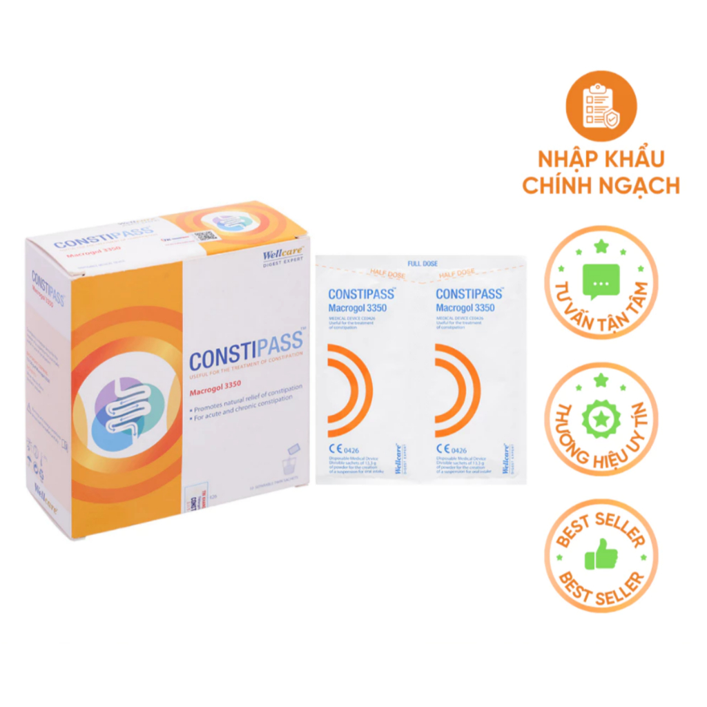 Constipass Macrogol 3350 powder - Reduces constipation (Box of 20 packs ...