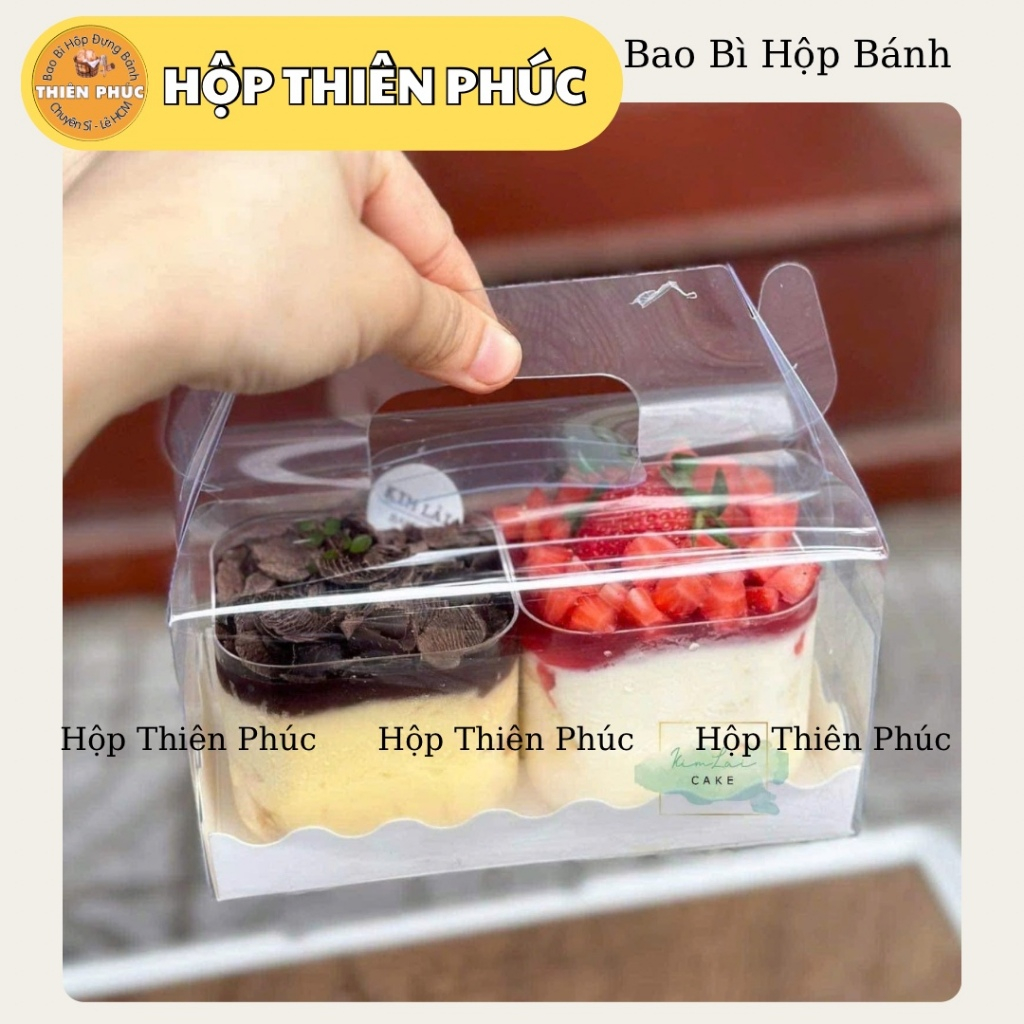 50 Small rolled mica boxes with handles - Box containing 2 mousse cups ...