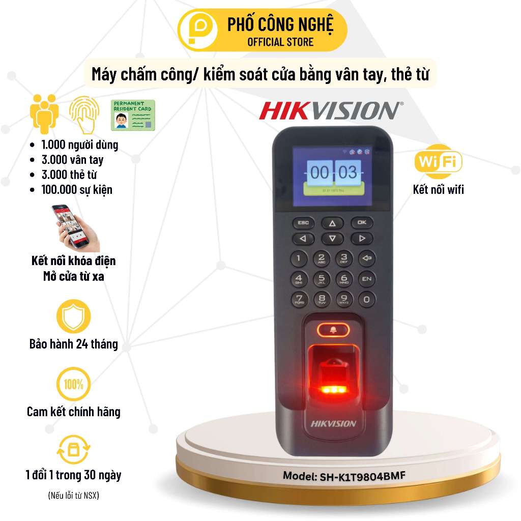 Hikvision SH-K1T9804BMF fingerprint time attendance machine (DS ...