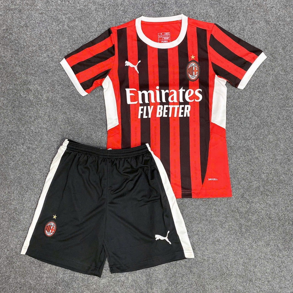 Ac Milan red and black striped home kit 2025 Thai elastic | Shopee ...
