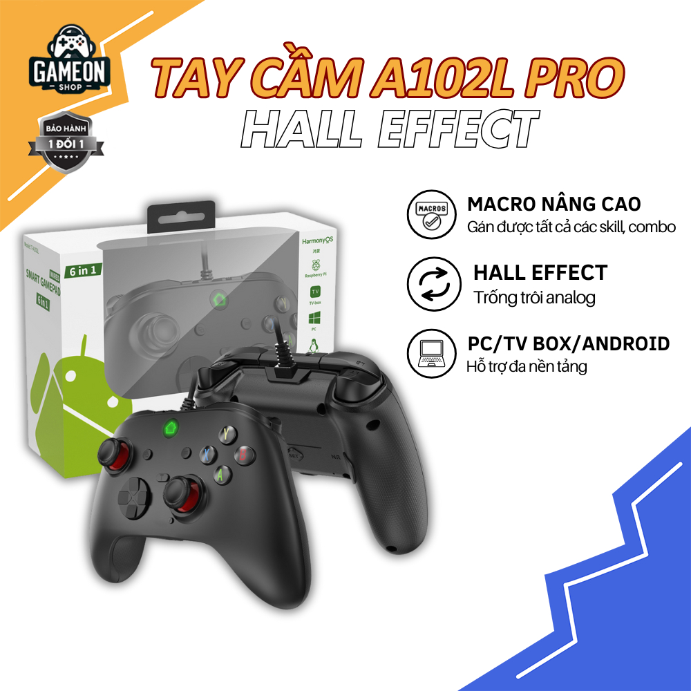 Game controller A102L Pro 2025, Hall Effect, Macro full skill FC Online, wired controller for PC ...