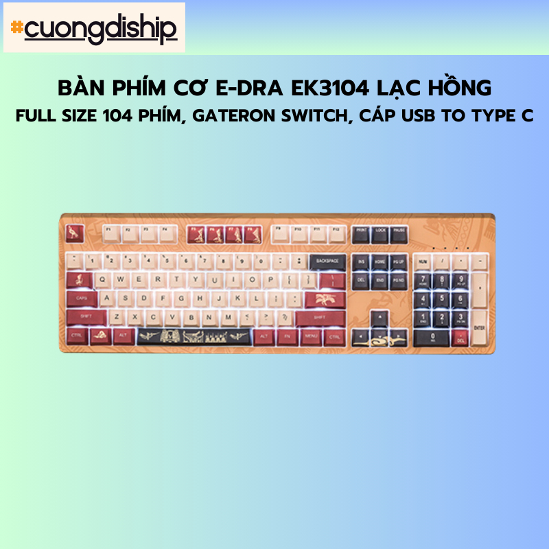 E-dra EK3104 Lac Hong Full Size Mechanical Keyboard, Gateron Switch ...