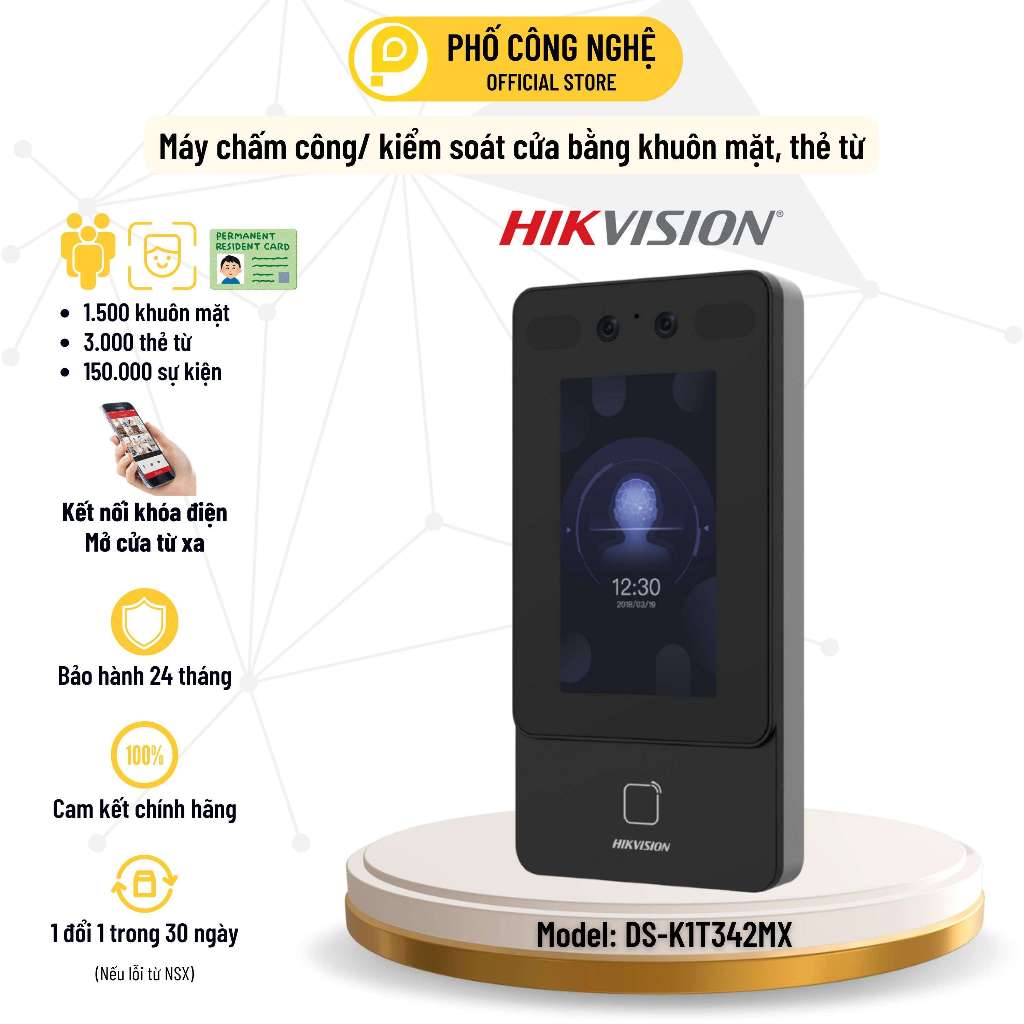 Face time attendance machine, Hikvision DS-K1T342MX magnetic card ...