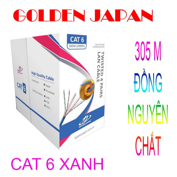 100m 200M 305m Golden Japan cat6 UTP BC network cable with pure copper ...