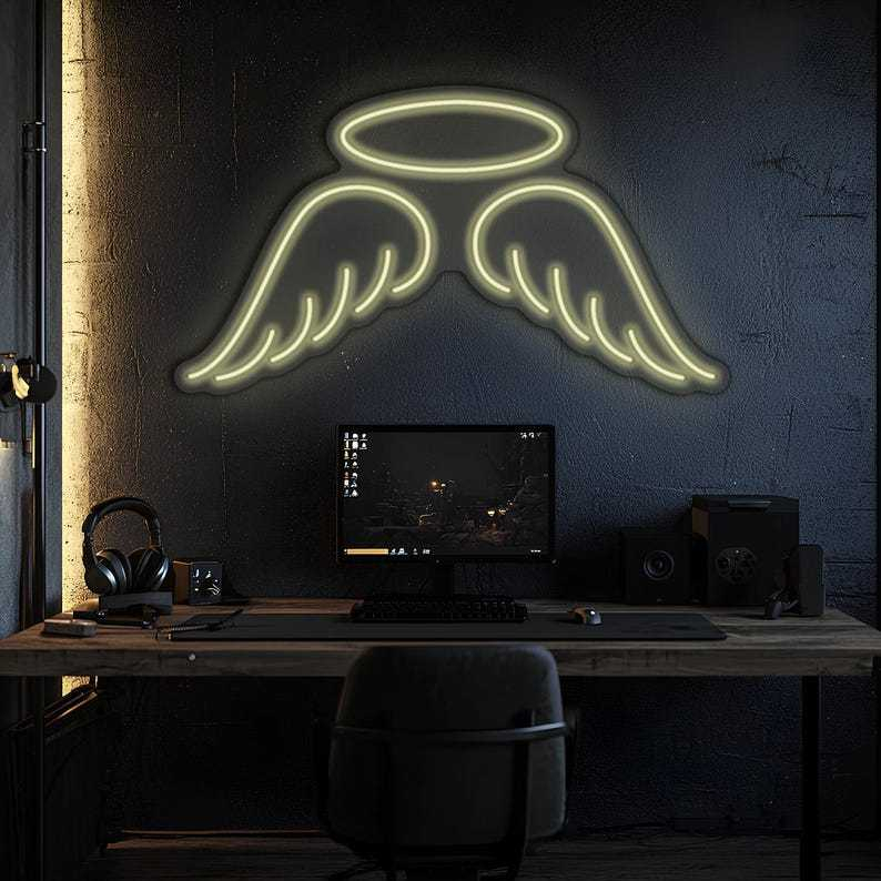 Led Neon ANGEL WINGS Wall Mounted Decorative Light ANGEL WINGS Many ...
