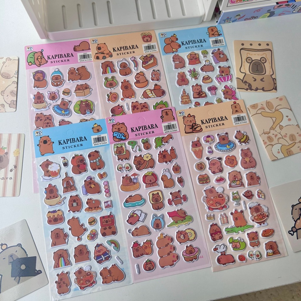 Capybara Embossed Sticker, Labu.bu Each Cute, Lovely, Waterproof Image ...