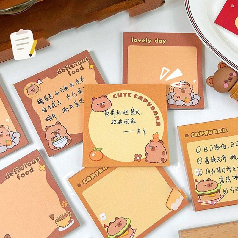 【Hwang】Capybara Brown bear Note paper 50 sheets thick Note paper ...