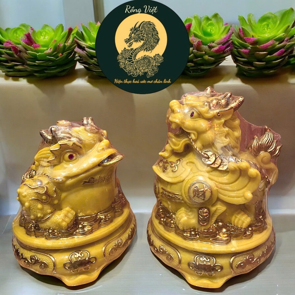 Yellow stone pixiu placed on the god of wealth RONG VIET, Taiwanese ...