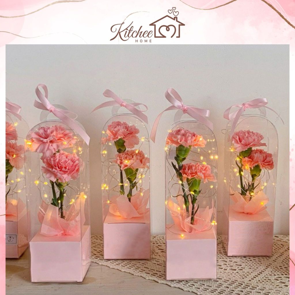 Mini mica flower box with book handle, transparent flower arrangement ...