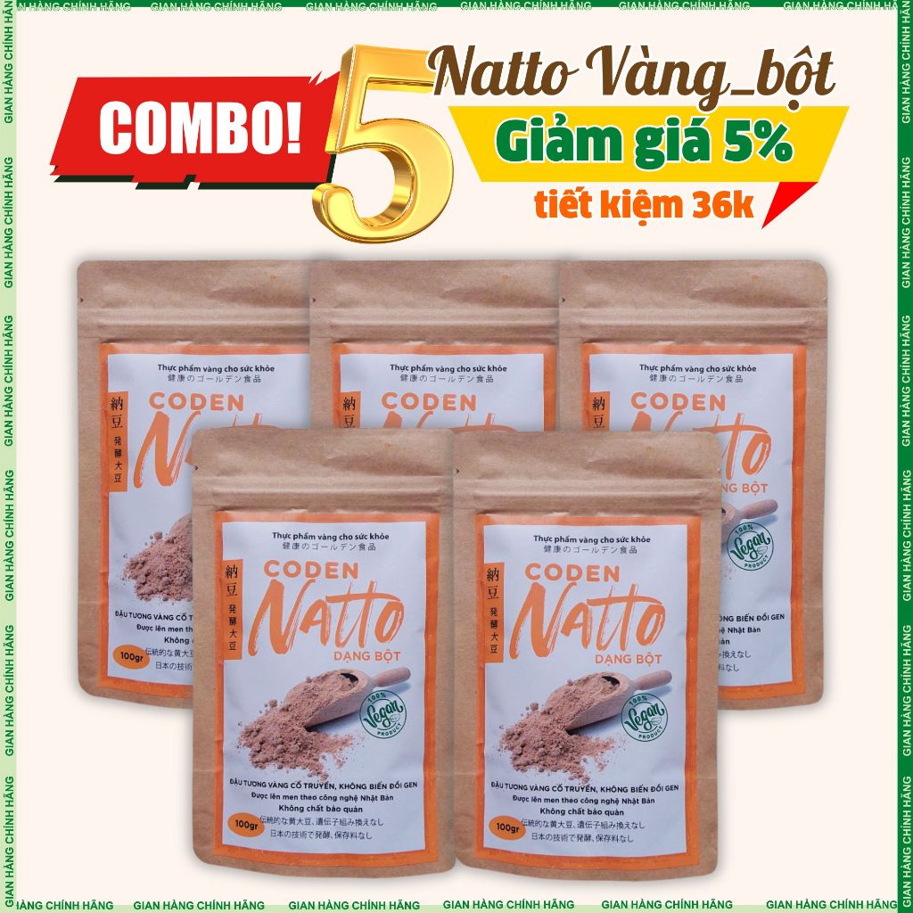 NATTO CODEN - Fermented yellow soybeans Powder - Economical 5-pack ...