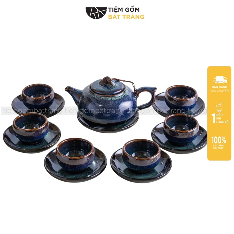 400ml Fire Enamel Teapot Set with Many Designs Bat Trang Porcelain Tea ...